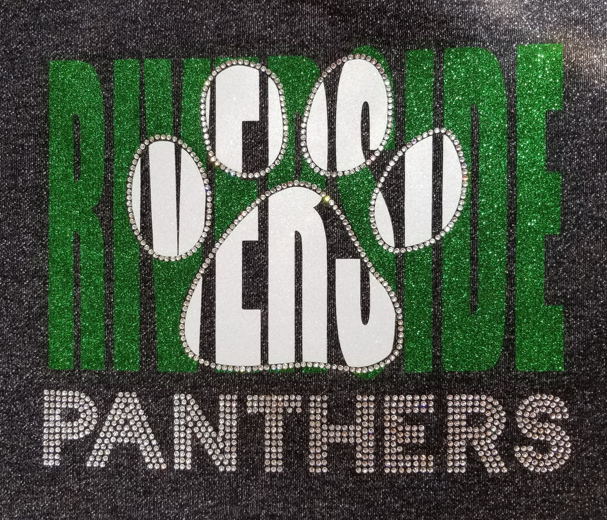 Riverside Panthers Paw Print Knockout Glitter and Rhinestone Design ...