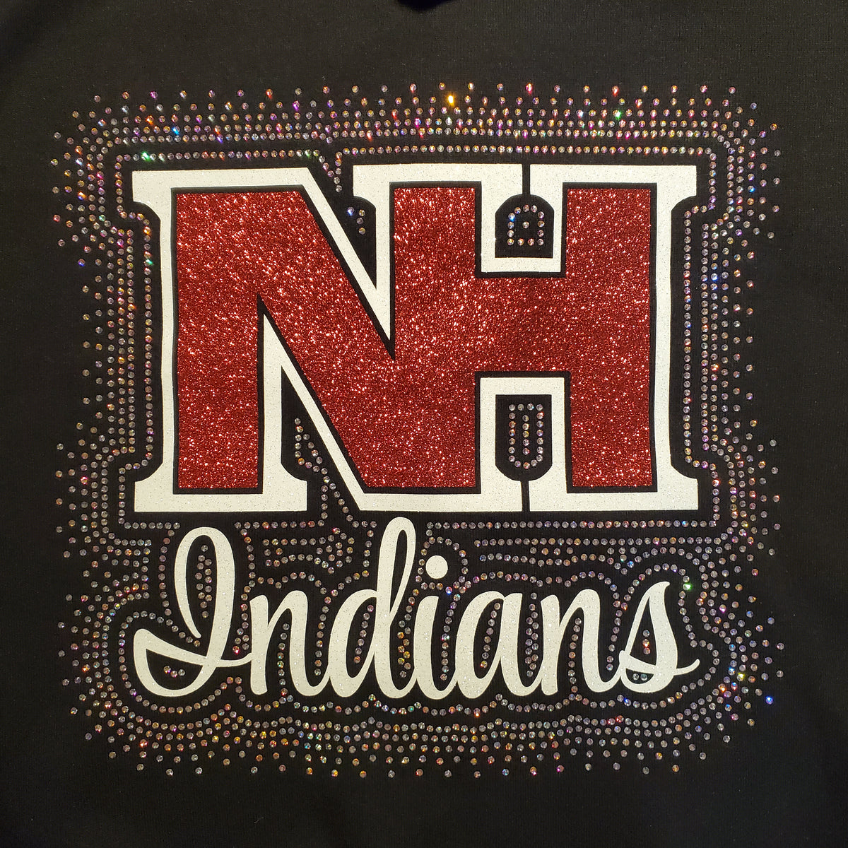 North Hills Indians NH Logo in Sparkly Glitter and Rhinestone Design ...